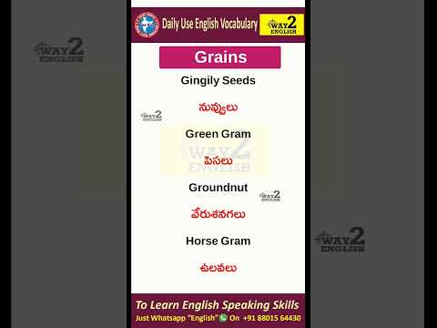Grains in Telugu | English vocabulary in Telugu | Spoken English Vocabulary | Grains Names | #short