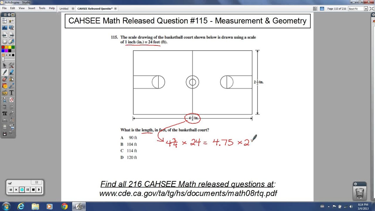 CAHSEE Math - Released Question #115 (Scale Drawings)