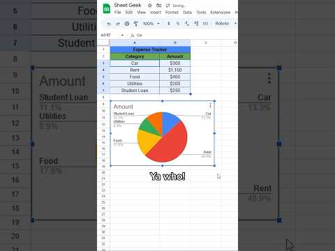 How to make a pie chart in Google Sheets! ???? #googlesheets #spreadsheet #excel #exceltips