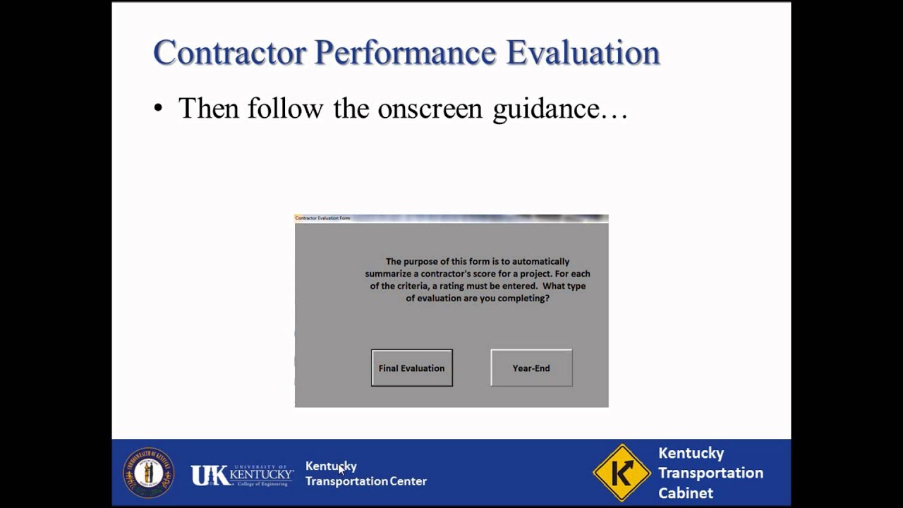 Contractor Performance Evaluation Training Video