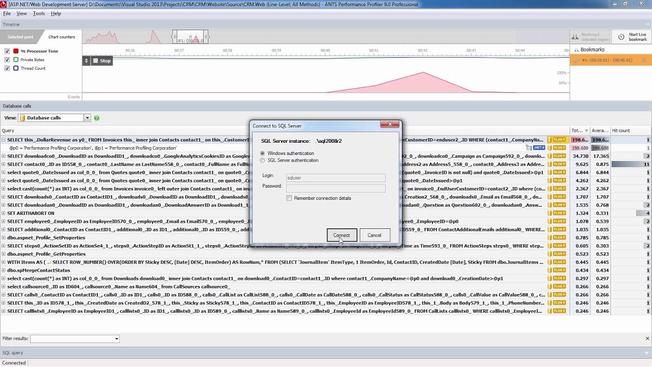 Database profiling in APP9