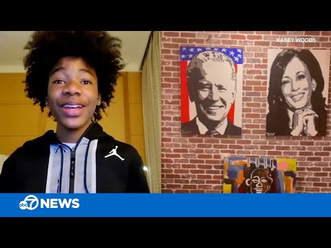 Bay Area teen's viral portraits of Joe Biden, Kamala Harris now up in Los Angeles exhibit