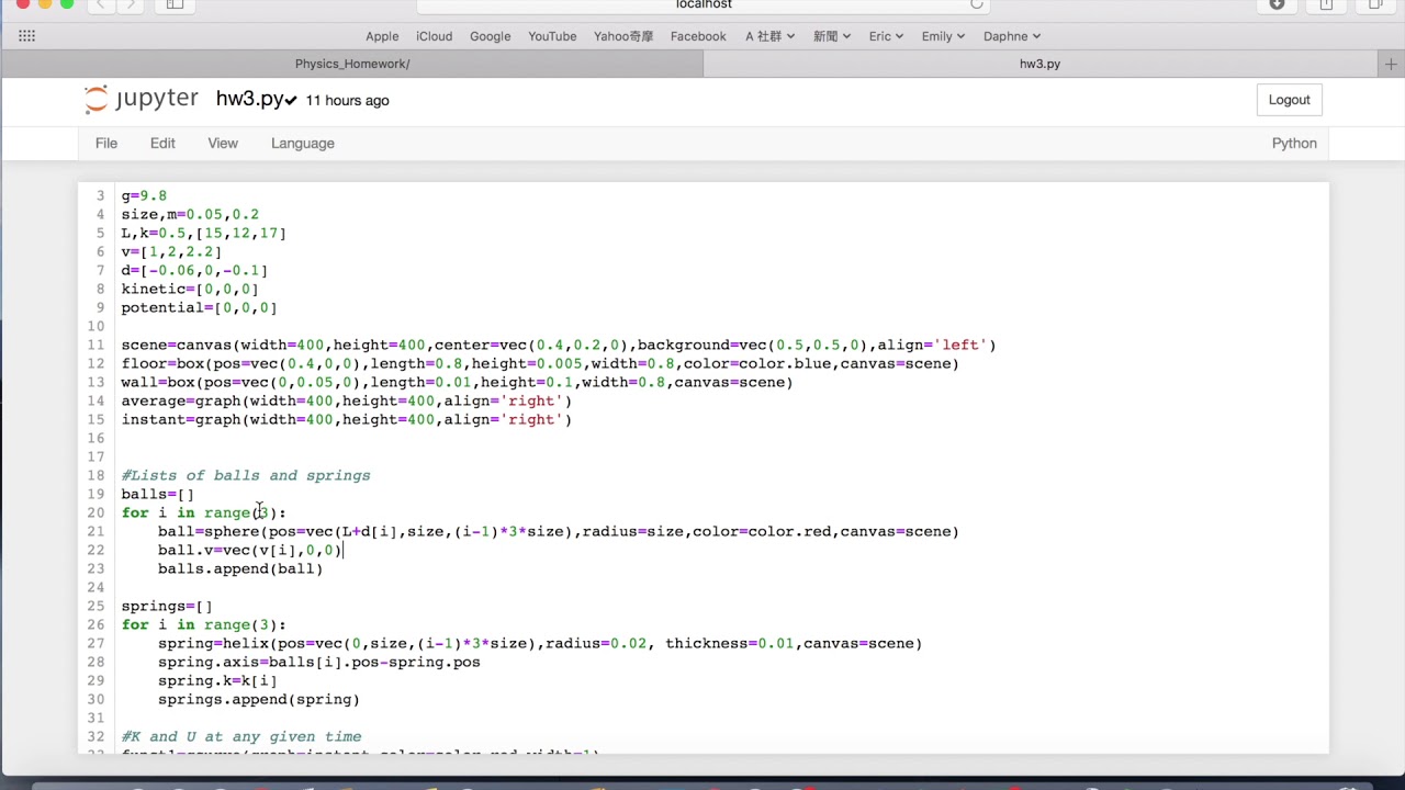 Simple Harmonic Motion Simulation (Vpython)