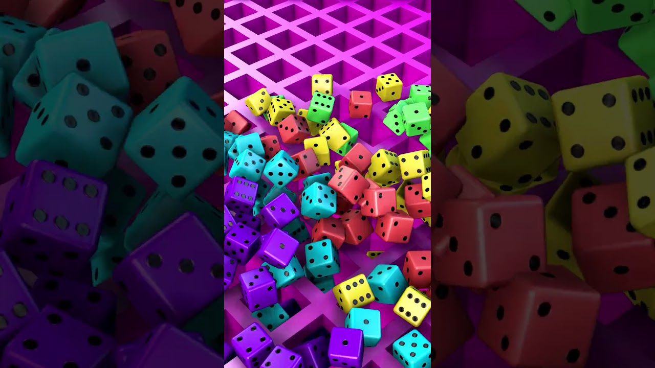 Colorful Dice Falling Perfectly #satisfying #3danimation