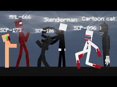 SCP-173 VS SCP-106 VS AML-666 VS Slenderman VS SCP-096 VS Cartoon cat - Stick nodes Animation