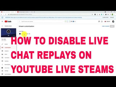 How to Disable Live Chat Replays on YouTube Live streams or LS