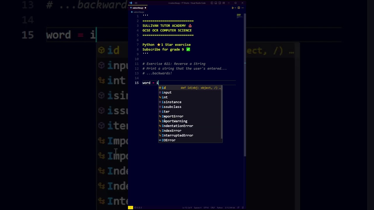 REVERSE STRING - Python GCSE (Beginner)