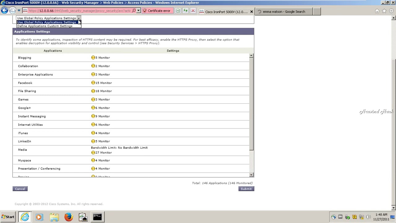 how to configure https decryption policy on cisco wsa