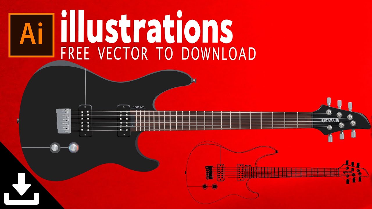 Electric Guitar Yamaha RGXA2BL Illustration in Adobe Illustrator cc | Free Vector to Download