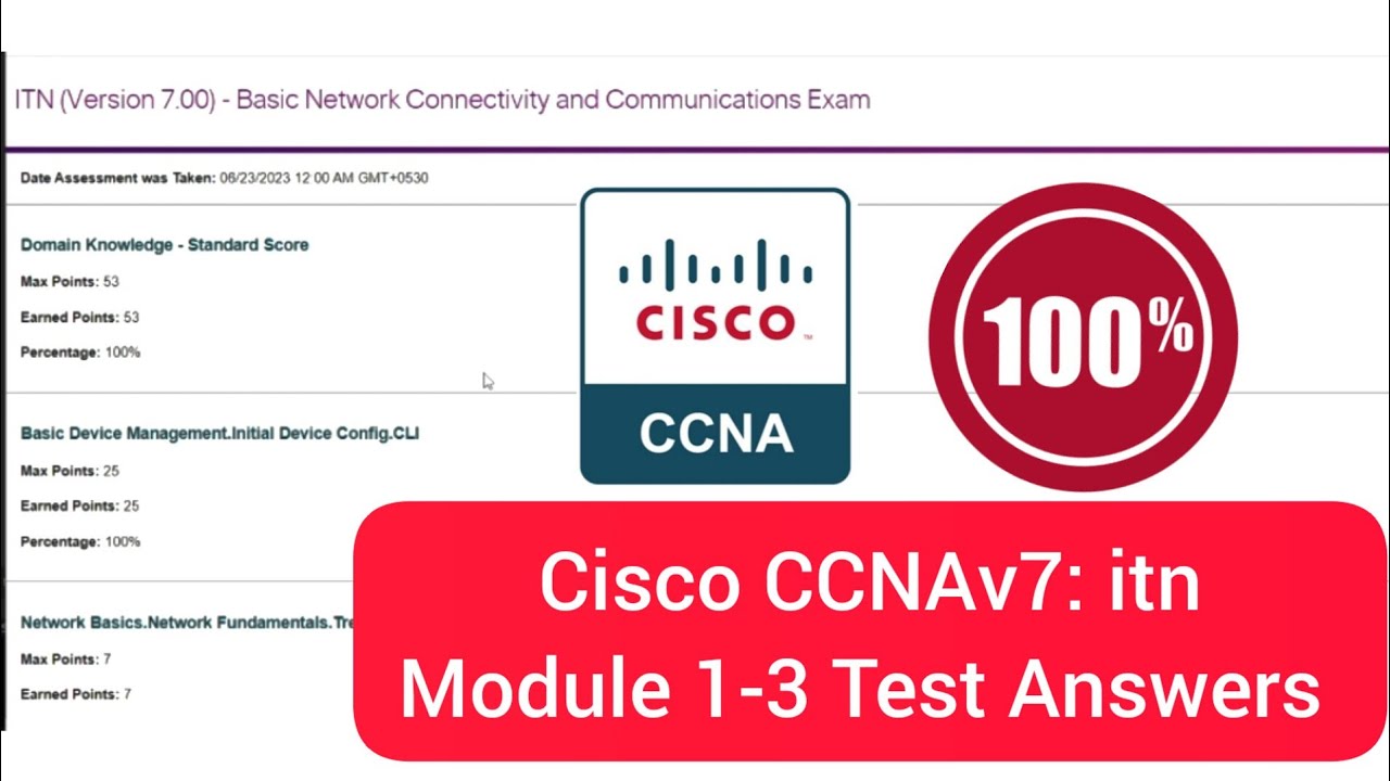 CCNA Module 1-3 Exam Answers/ ITNv7 Basic network connectivity and communication exam answer