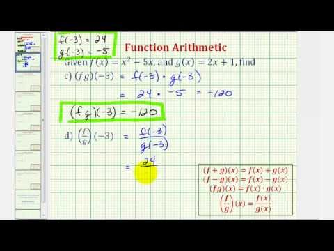 Ex: Function Values Using Function Arithmetic | Math Help from Arithmetic through Calculus and ...