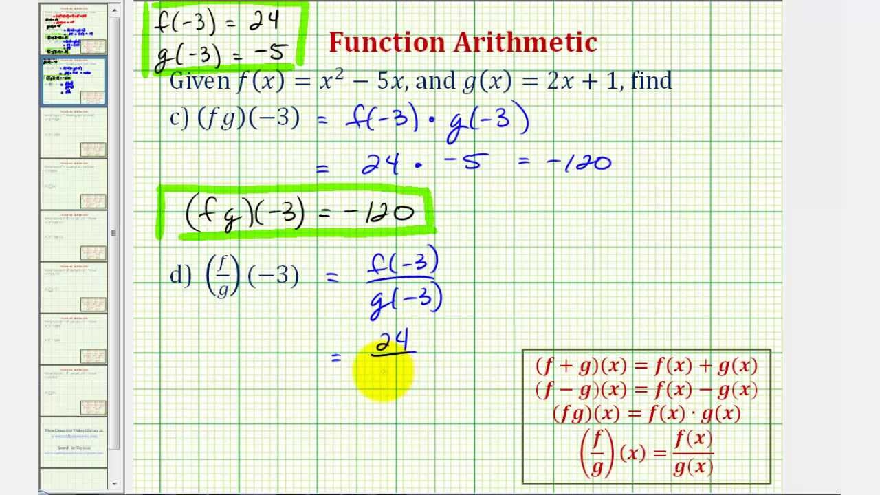 Ex: Function Values Using Function Arithmetic