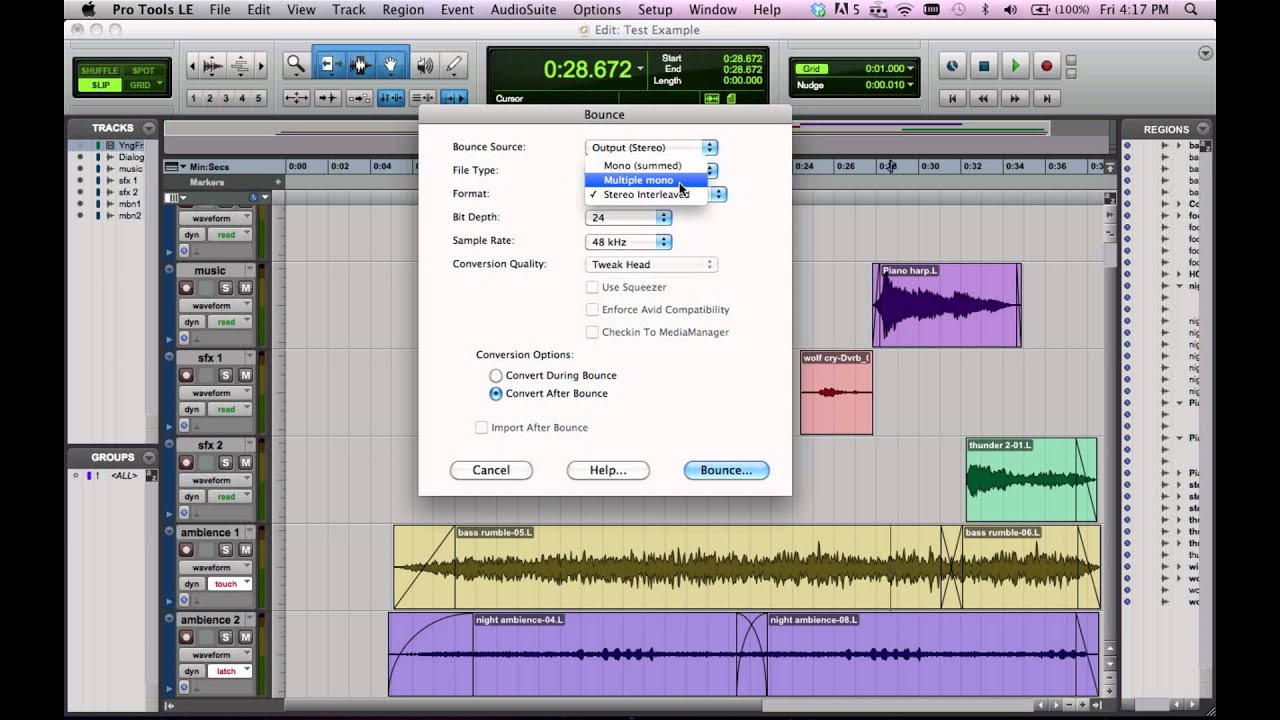 Pro Tools tutorial - Bounce, export
