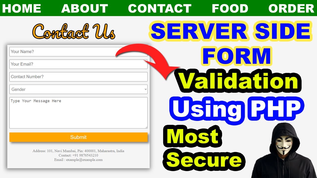 Server side Form validation in PHP,  PHP Form Validation Tutorial | Form Validation In PHP