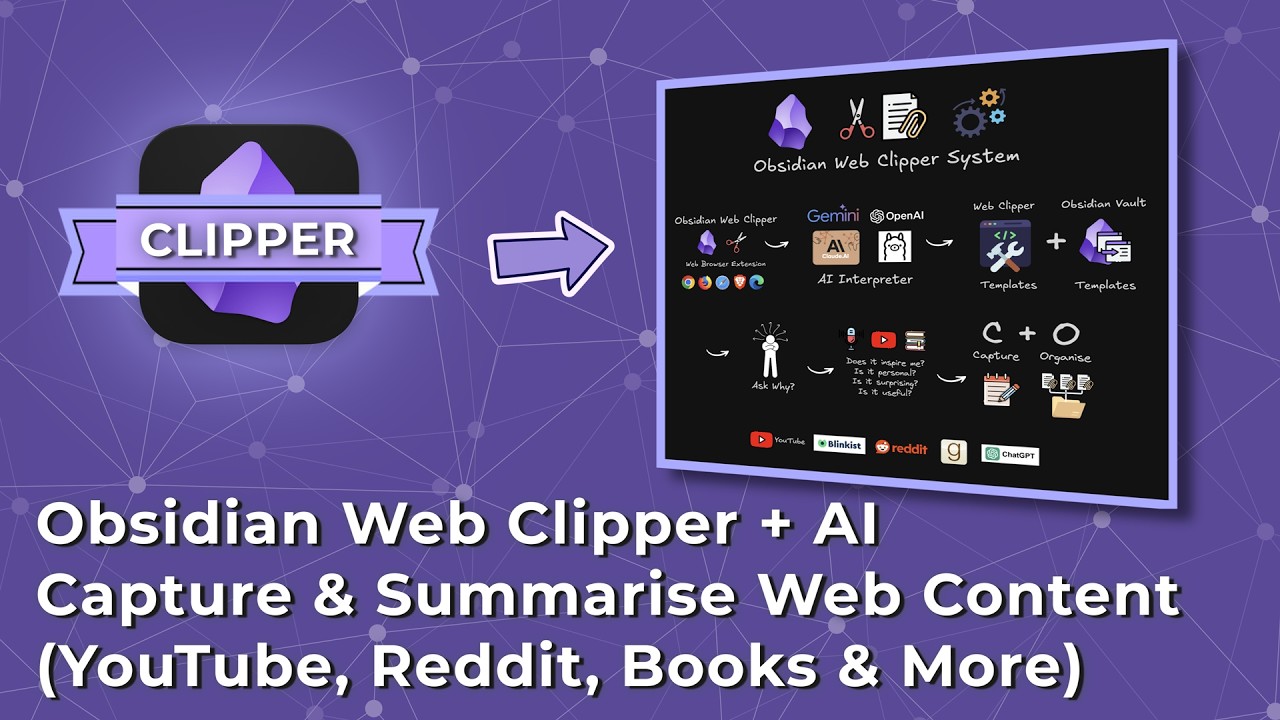 Obsidian Web Clipper + AI: Capture & Summarise Web Content (YouTube, Reddit, Books & More ...