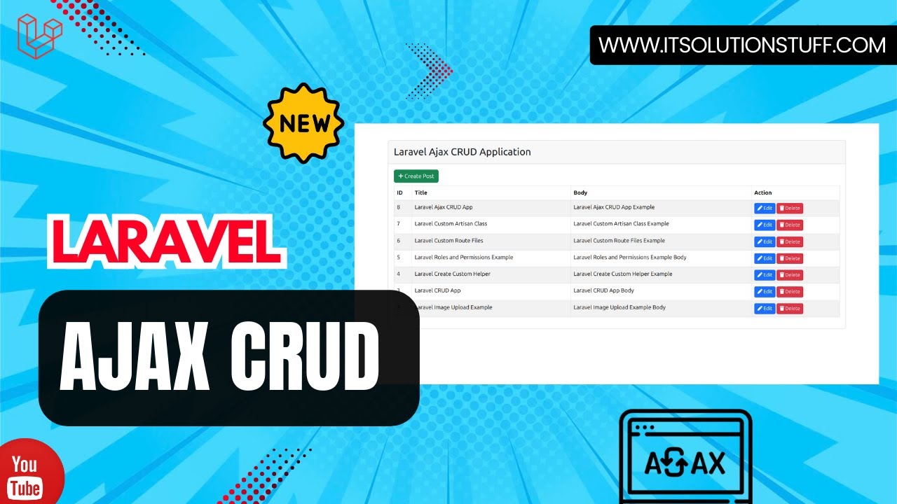Laravel AJAX CRUD with jQuery