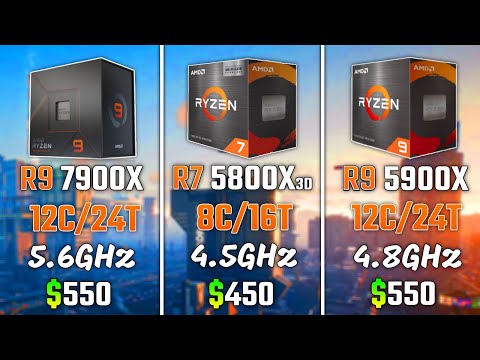 RYZEN 9 7900X vs RYZEN 7 5800X3D vs RYZEN 9 5900X | Test in 6 Games