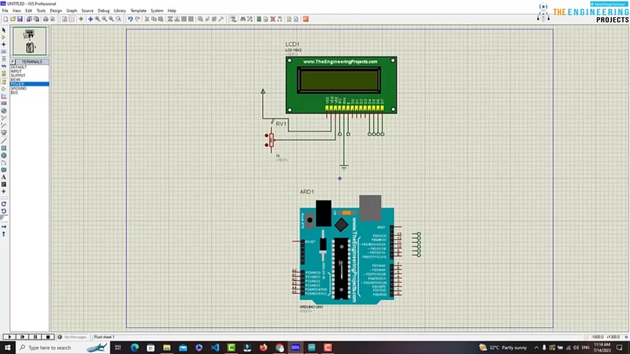 Simple LCD with Arduino in Proteus Simulation