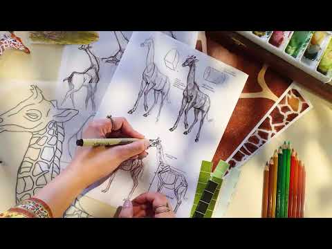 Giraffe Drawing 🦒✏️ Animal Anatomy Study for Mosaic Making