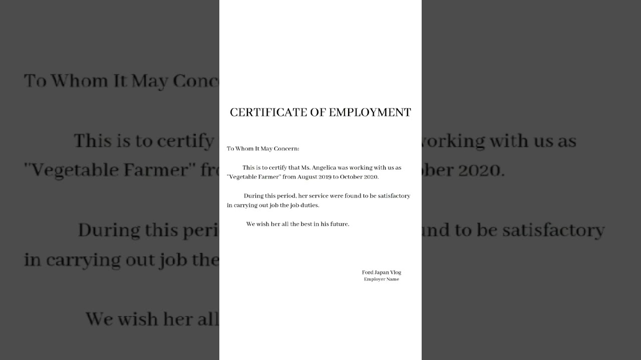 sample of COE ( Certificate of Employment ) no need to message na po pala si Mr. clifford #japan