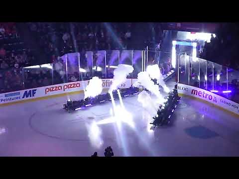 The 2022-23 Laval Rocket team is introduced prior to the season opener vs. Belleville 10/14/22
