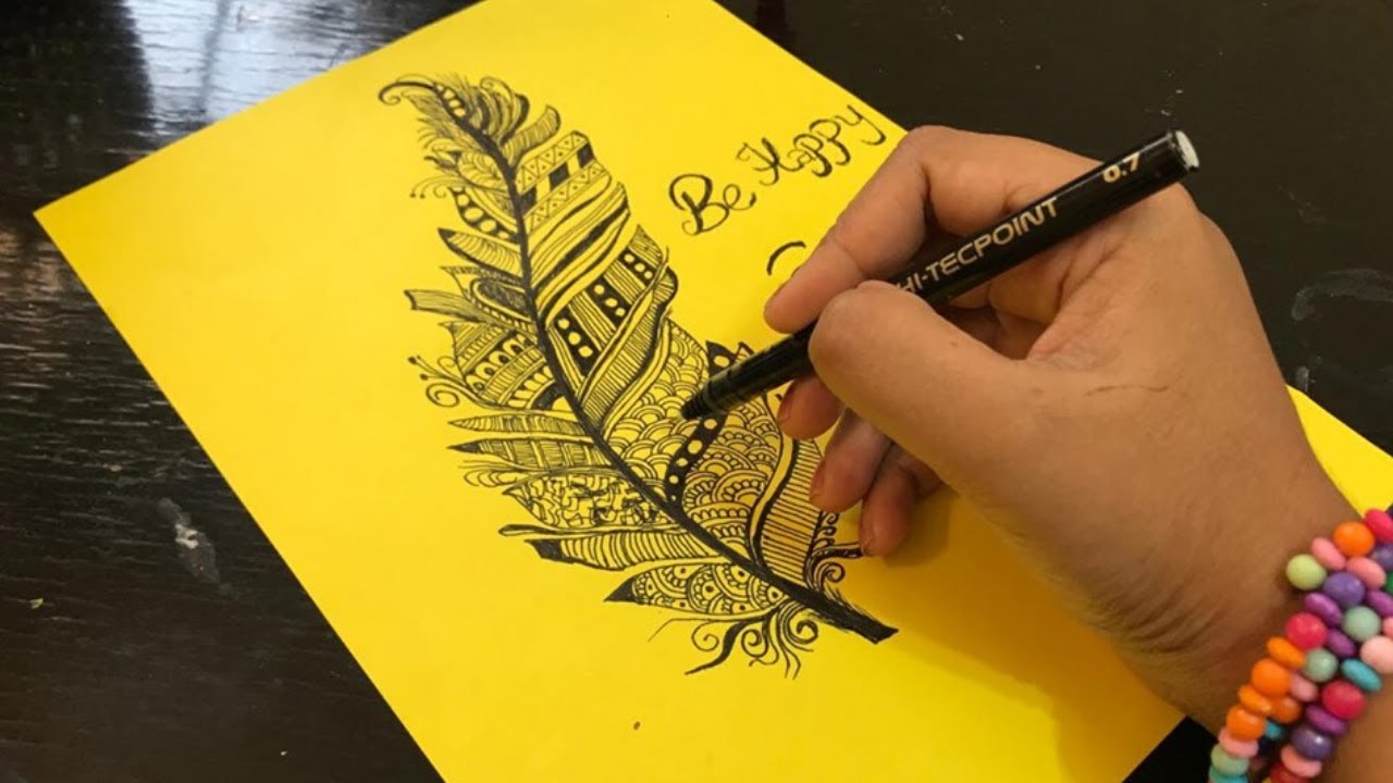 HOW TO DO DOODLE FEATHER - ZENTANGLE | Zentangle Art