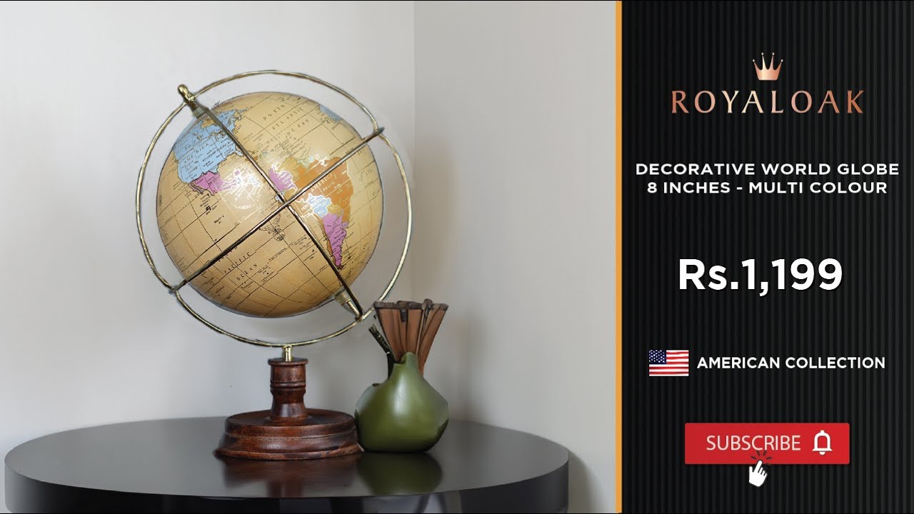 Royaloak | Decorative World Globe  -Multi Colour 8 Inches