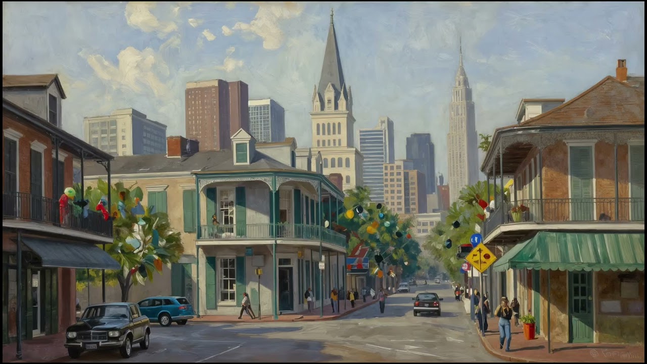 City of Echoes 4K Vintage New Orleans Oil Painting | Aura Digital Gallery