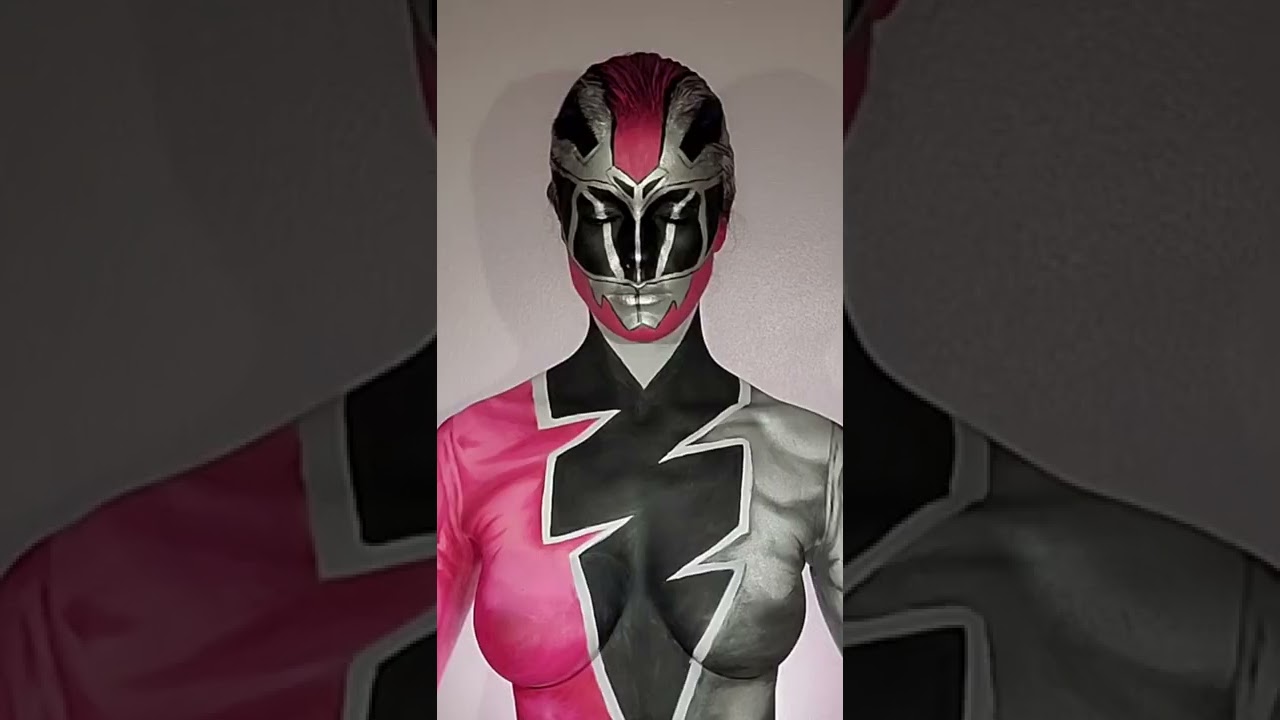 BODY PAINT Power Rangers Dino Fury Pink Ranger Morph! Super Sentai! #Shorts