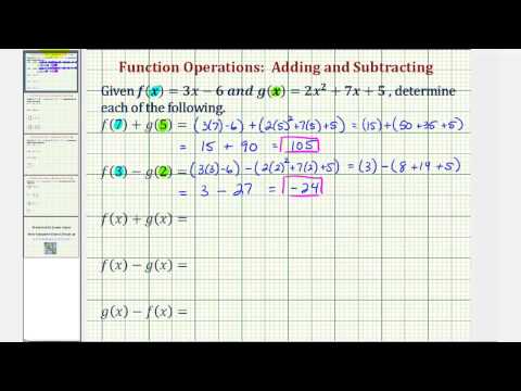 Ex 1: Function Arithmetic – Addition and Subtraction | Math Help from ...