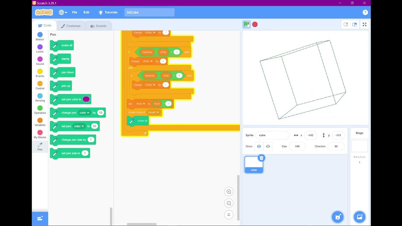 3D Spinning Cube In Scratch