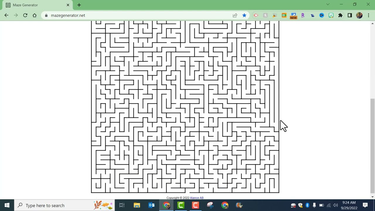Create a maze in seconds with mazegenerator.net! Includes solution as well!