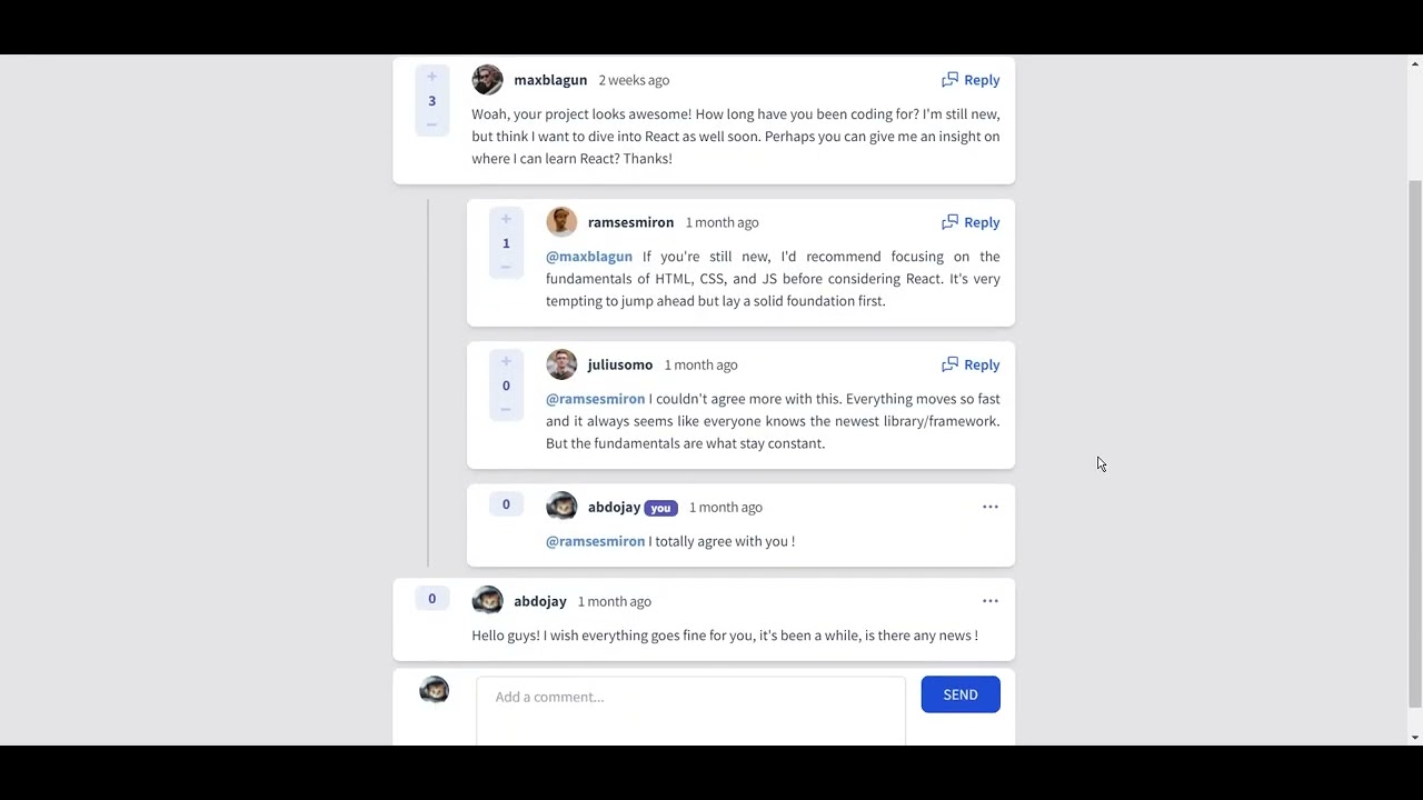Interactive Comments Section - HTML - CSS - JS - TailwindCSS