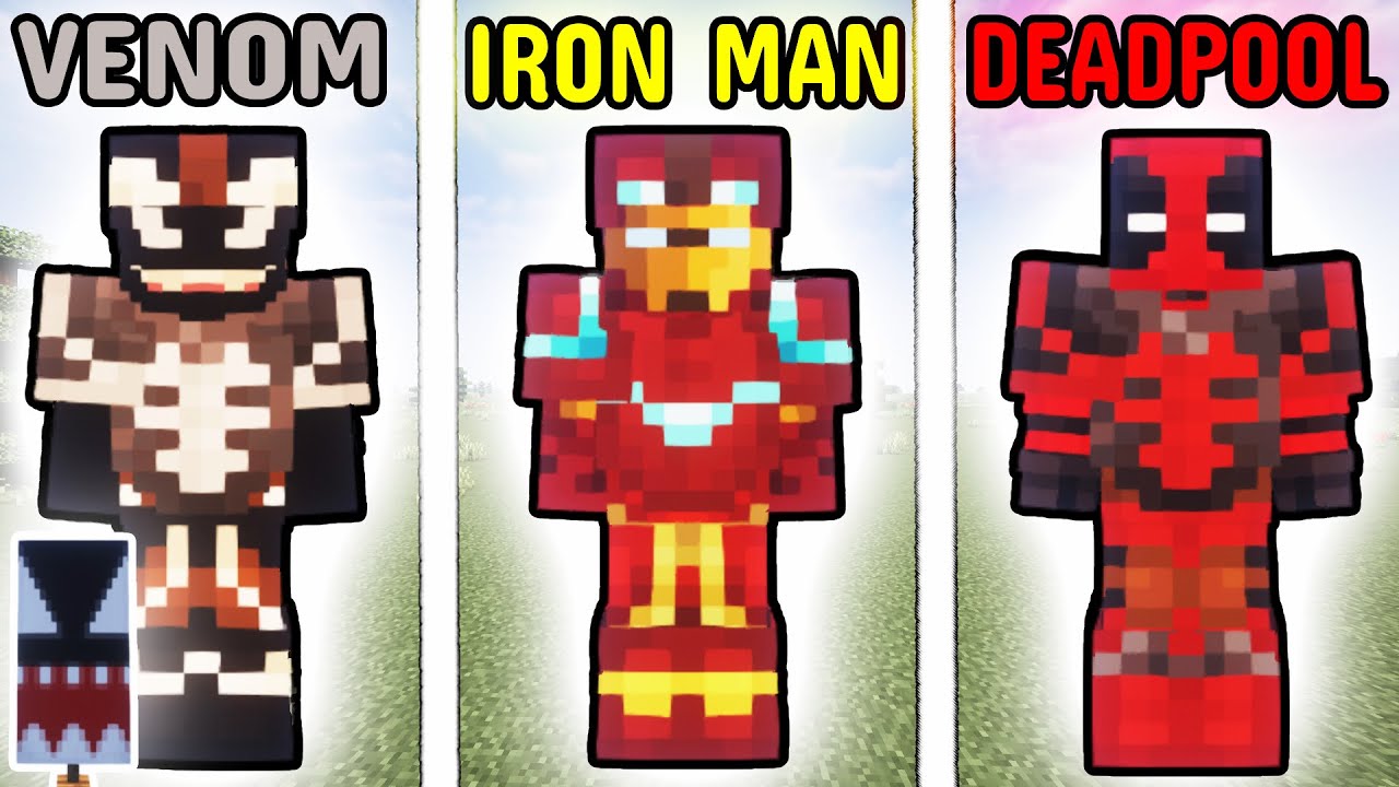 3 MARVEL Armors + VENOM Banner in Minecraft TUTORIAL!