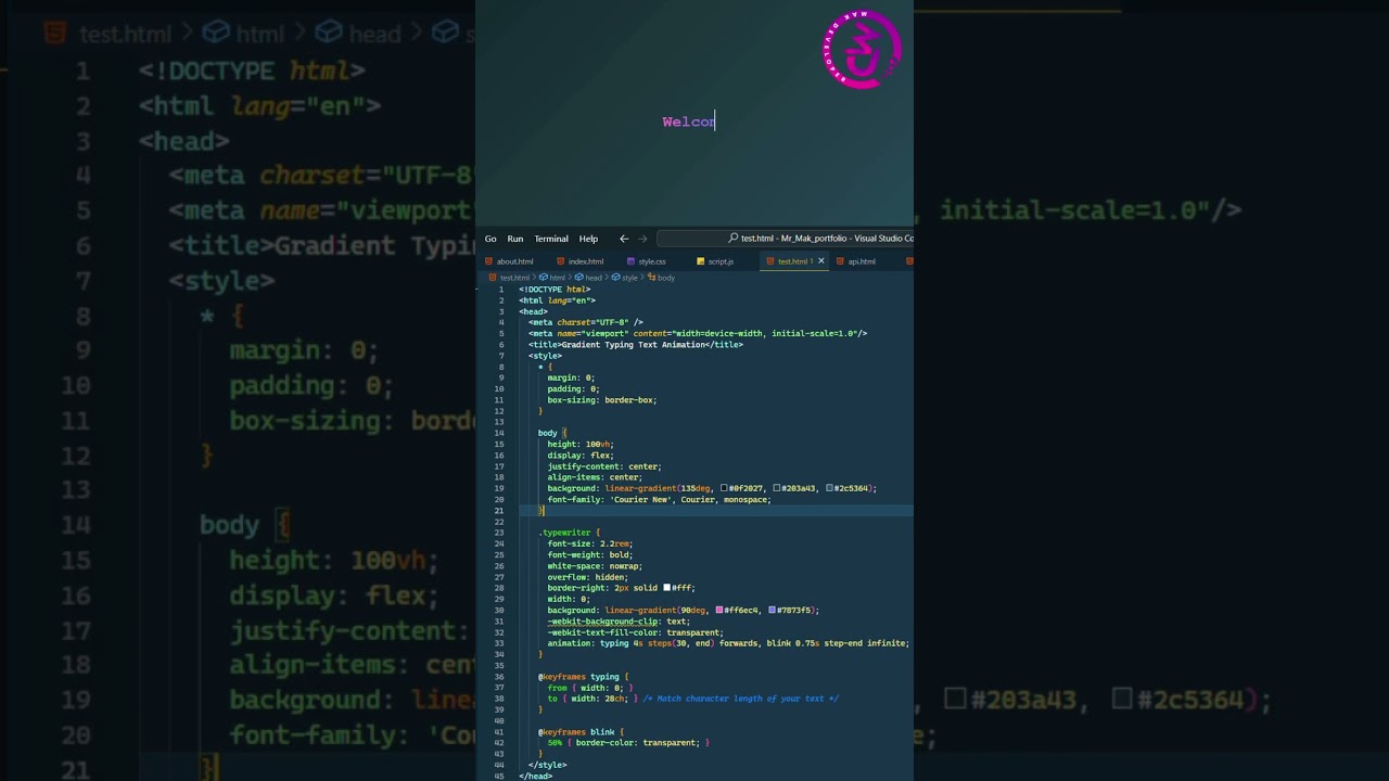 Cool Typing Text Animation with Gradient | HTML & CSS Only