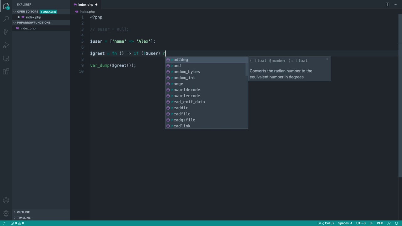 PHP Arrow Functions: Only one expression allowed (5/6)