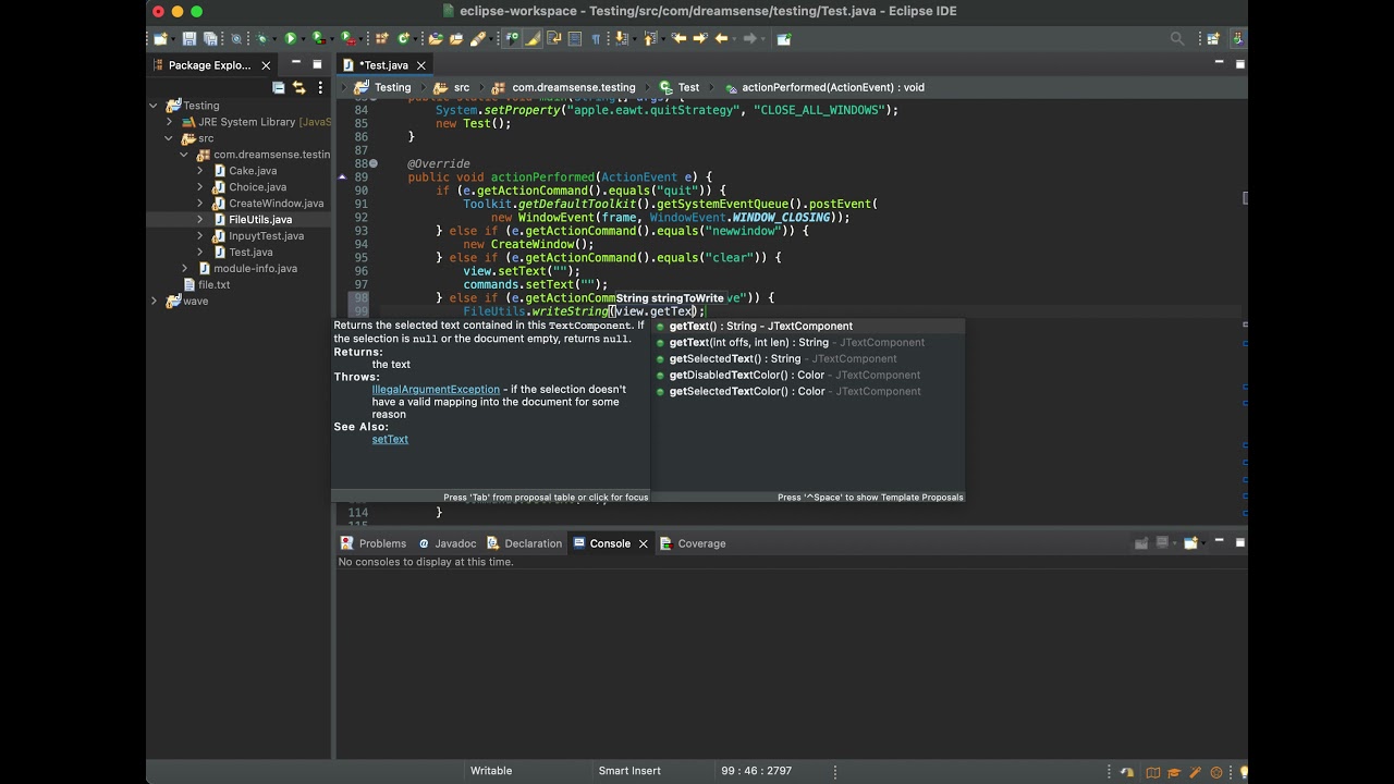 Java | Toolbar Button To Save Data To File