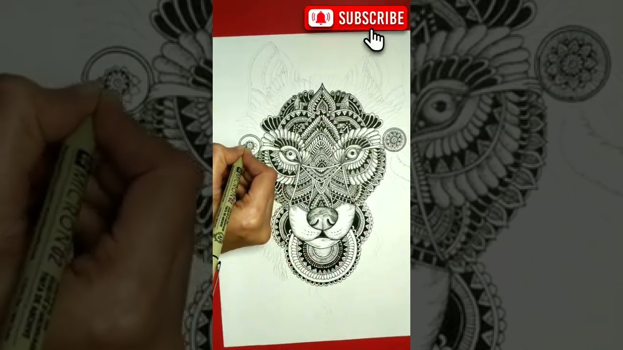 #shorts Wolf Mandala Art Easy Drawing