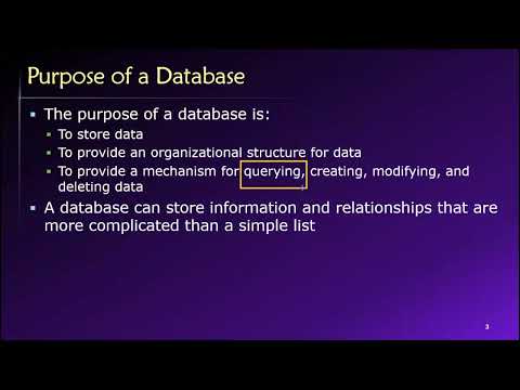 Topic 01, Part 01 - The Purpose of a Database