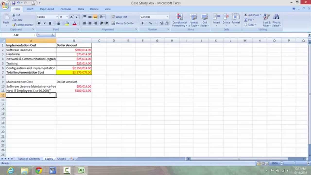 MIS 3300 Excel Case Study Tutorial 1
