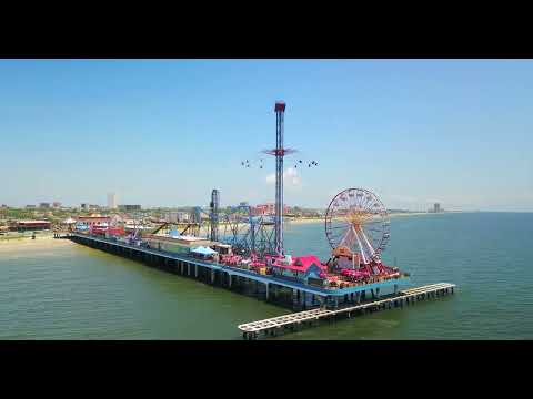 Galveston Texas Pleasure Pier May 2023 - Drone Video