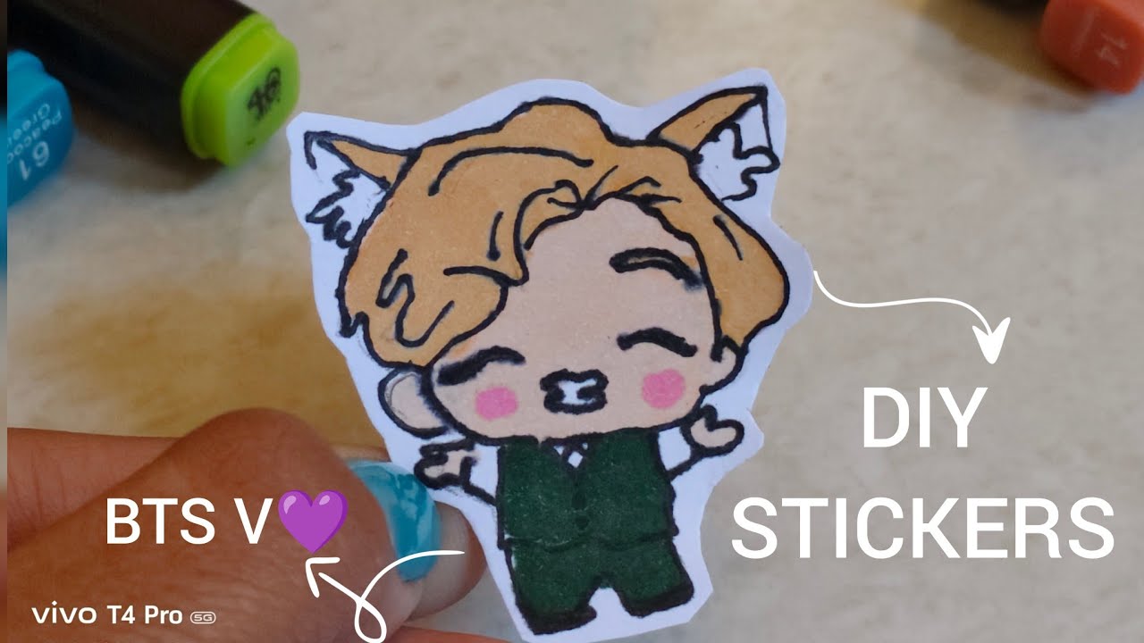 DIY BTS Chibi Stickers 💜 | Cute Handmade K-Pop Stickers | BTS Craft @artbysheetal33 #inshot2026 