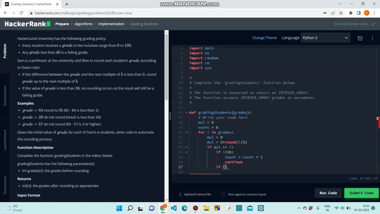 Grading Students Problem HackerRank - Solution Walkthrough (Python)