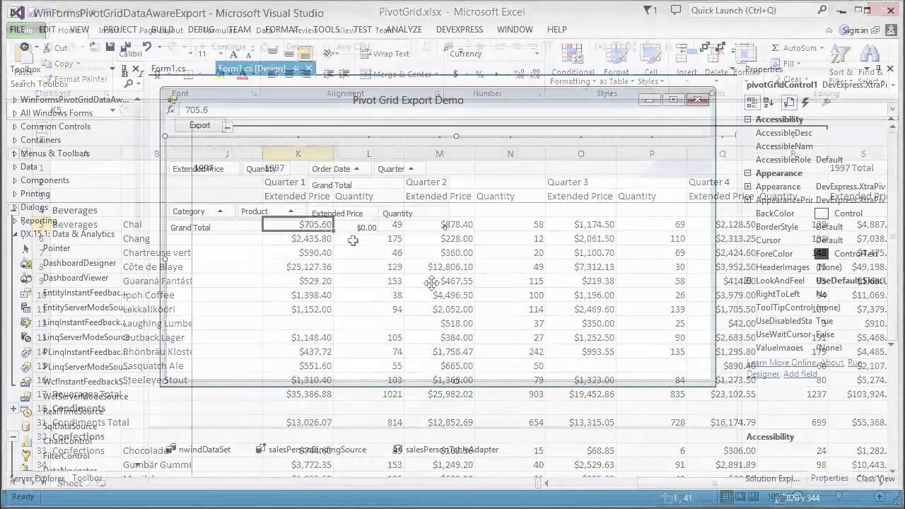 DevExpress WinForms Pivot Grid:  Data Aware Export