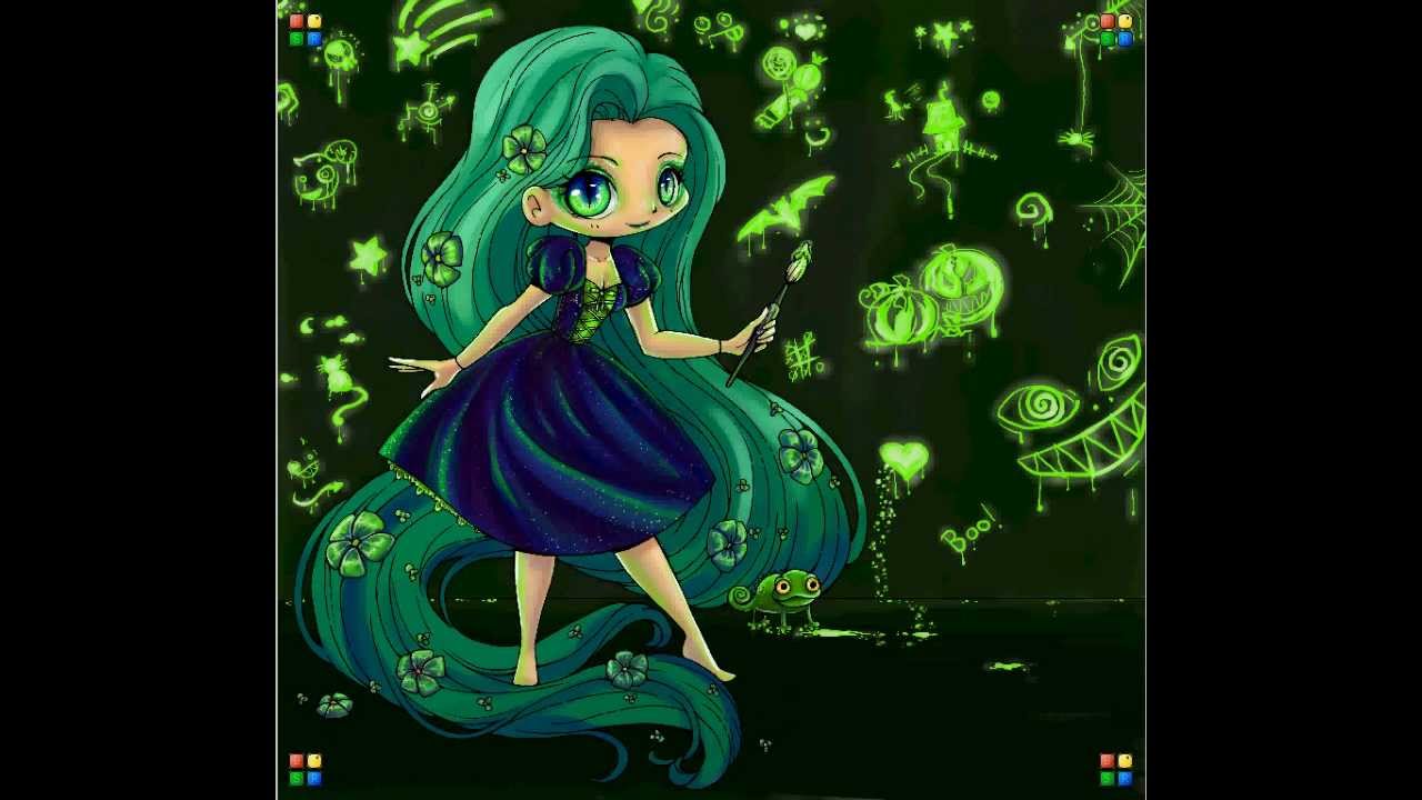 Rapunzel Chibi Line Art by *YamPuff  deviantART Coloured by Suiish