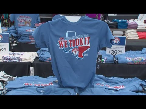 Plenty of merch available for Texas Rangers World Series win