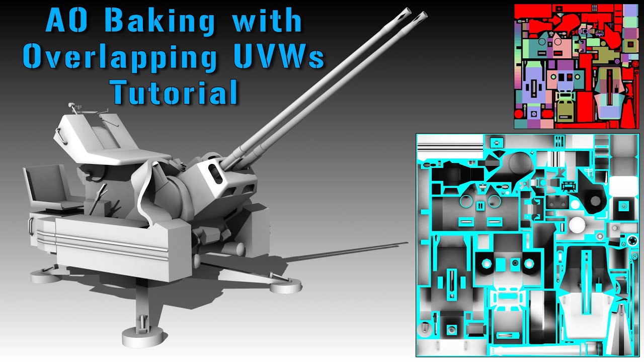 3DsMax AO Baking with Overlapping UVWs Tutorial