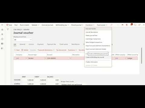 Debit/Credit note in D365