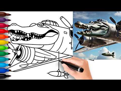 COMO DIBUJAR a BOMBARDINO CROCODILLO | Italian Brainrot Animals - fácil y rápido dibujo