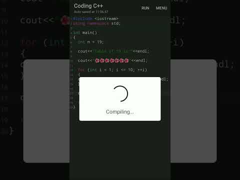 C++ program for writing table of 19 #viral #shorts